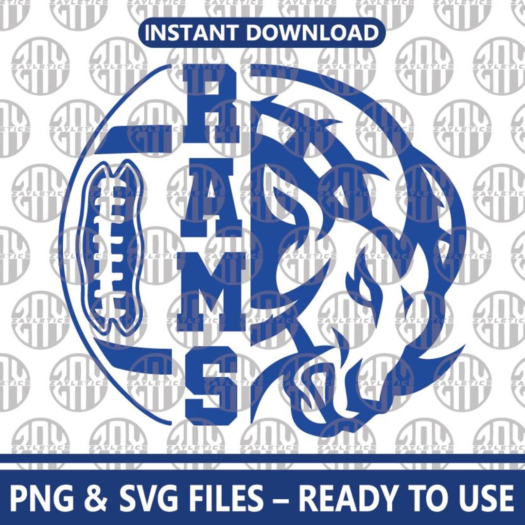 Rams Football SVG PNG | Game Day Script Design | Ram Mascot Cut File ...