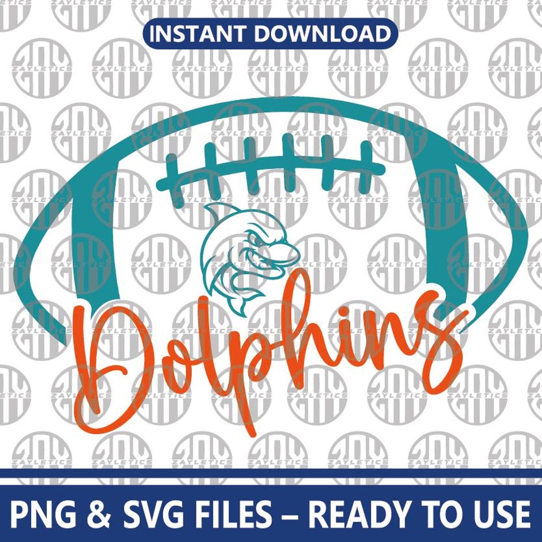 Dolphins Football SVG PNG | Game Day Script Design | Dolphin Mascot Cut ...