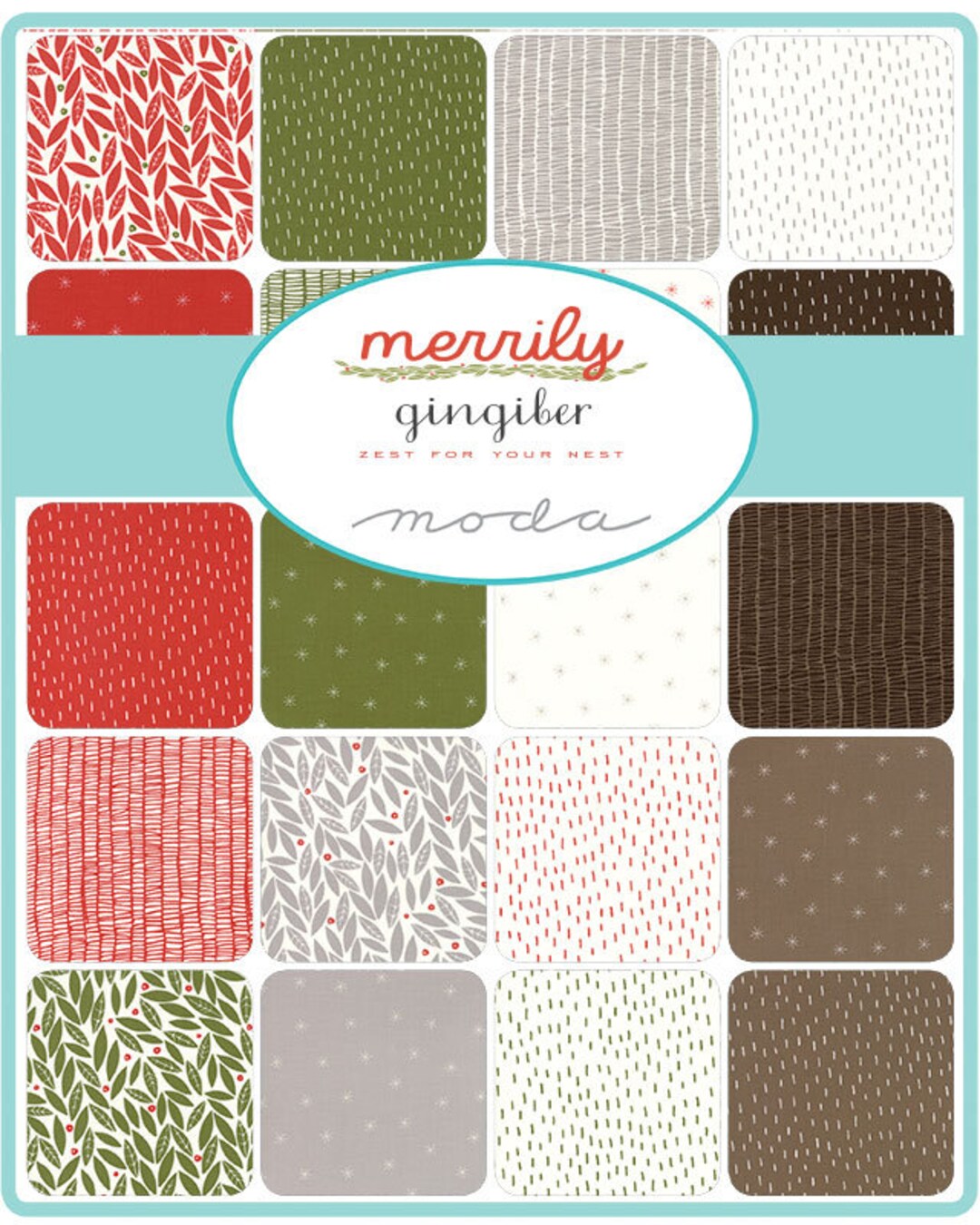 MERRILY Fat Quarter Bundle With 2 Panels by Gingiber for Moda Fabrics ...