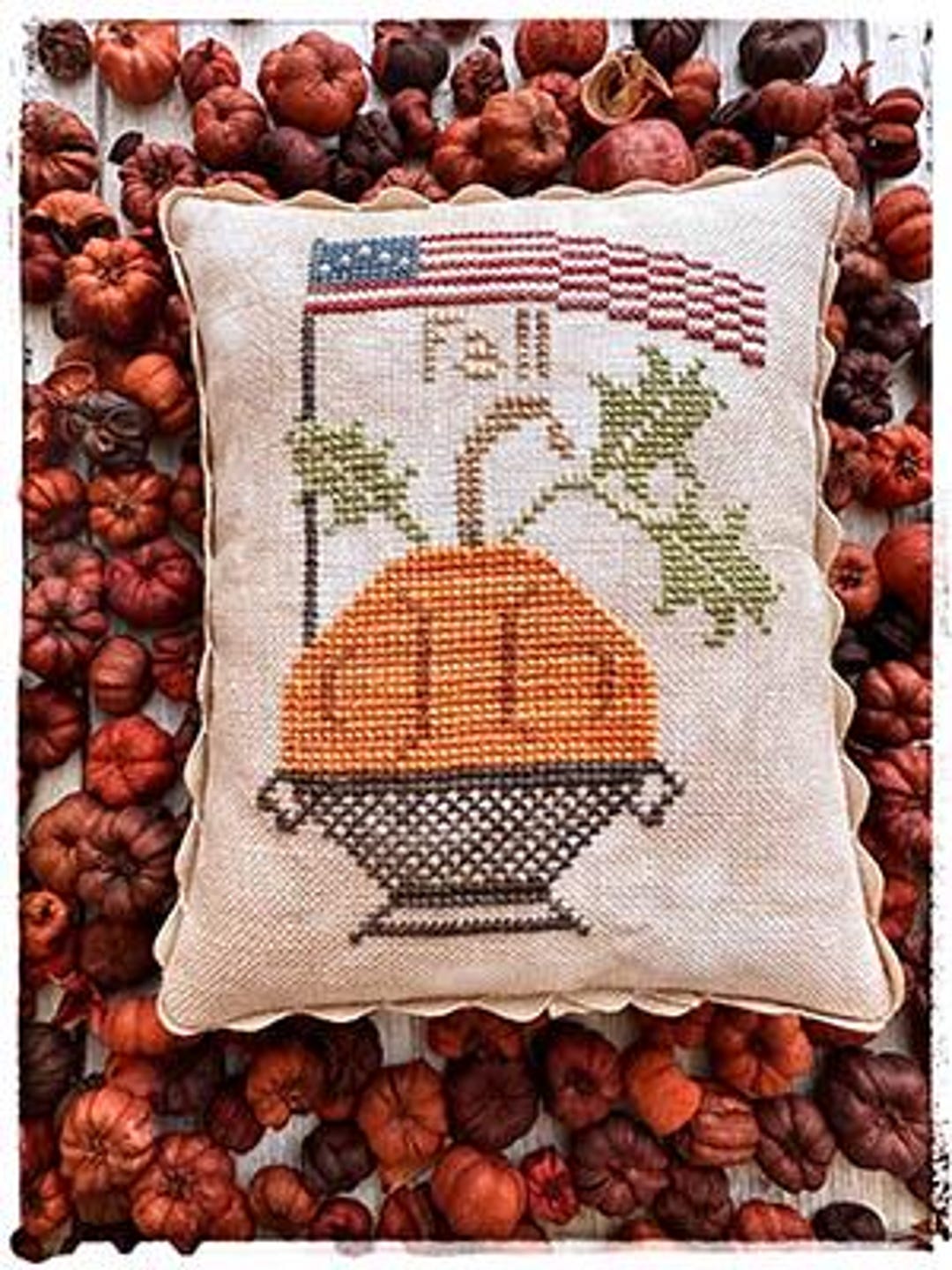 FALL FLAG Counted Cross Stitch Pattern by Lucy Beam Love in Stitches - Etsy