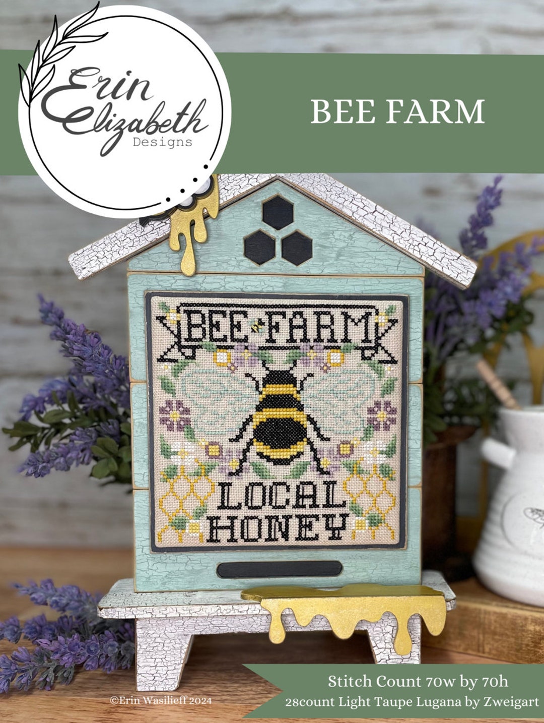 BEE FARM Counted Cross Stitch Pattern by Erin Elizabeth Designs - Etsy