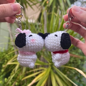 Crochet Snoopy Couple Keyrings - Etsy
