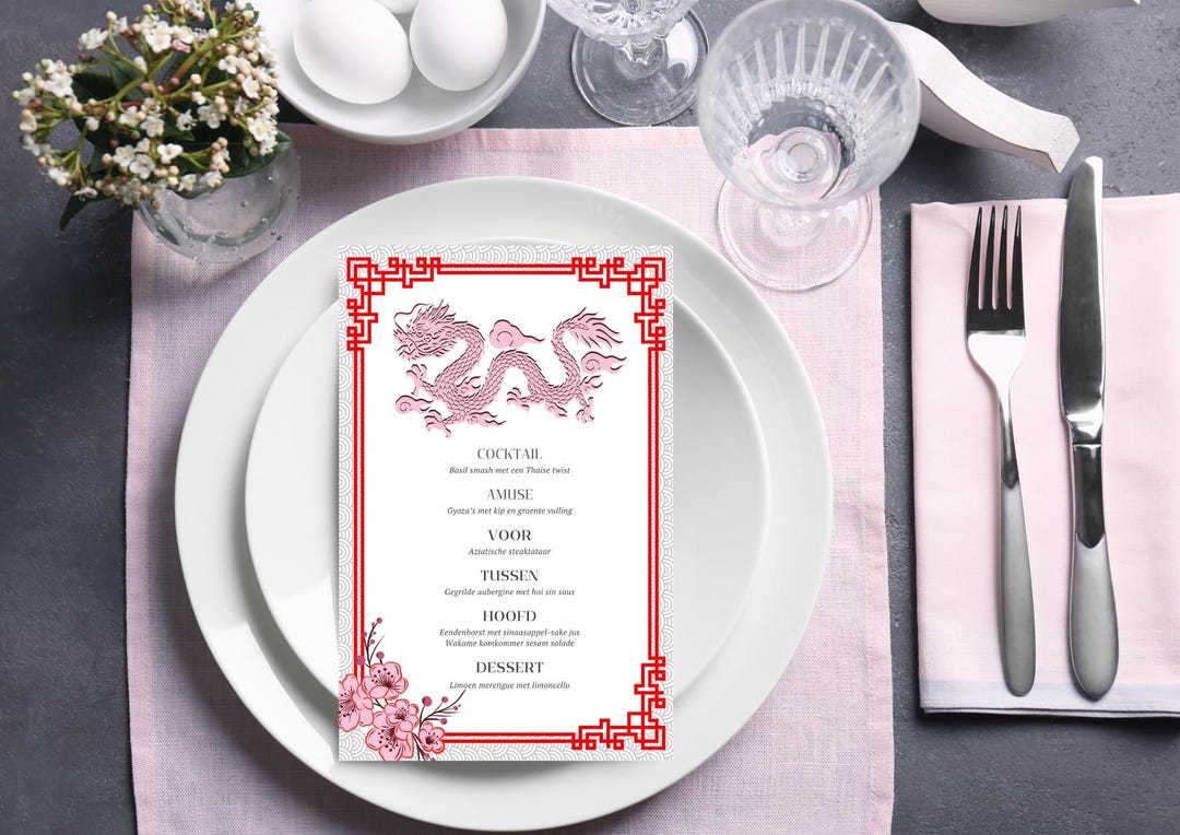 Menu Card - Asian Inspired - Digital Download - Customizable - Etsy