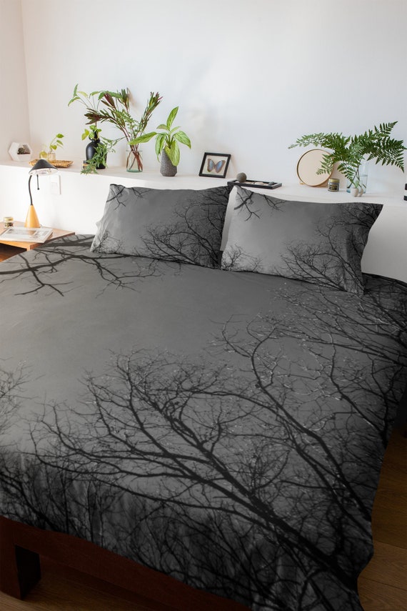 Tree Duvet Cover Tree Branches Bedding Gray Duvet Cover | Etsy