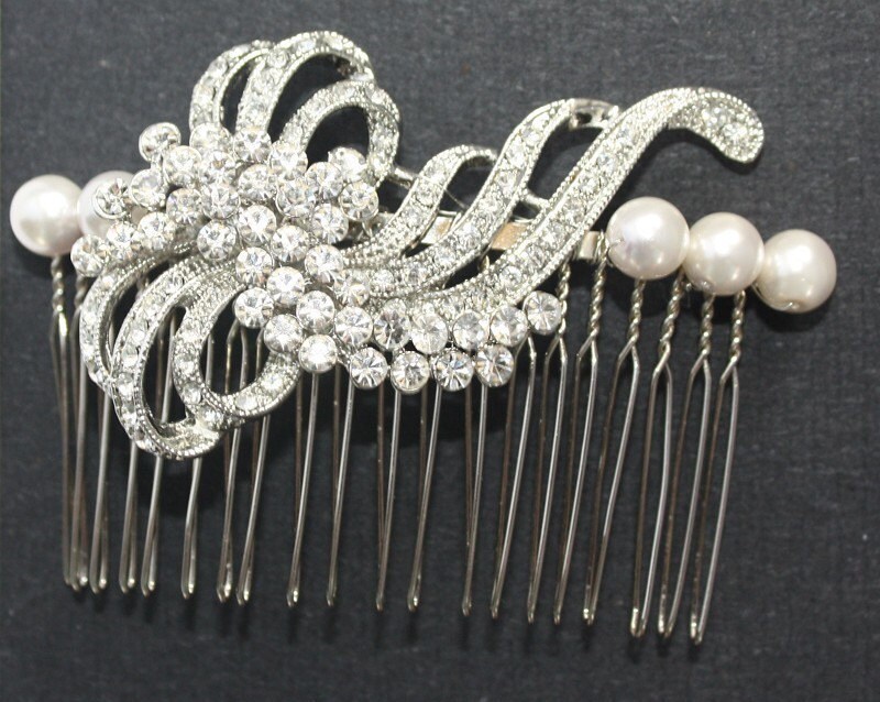 Rhinestone Swarovski Pearls Hair Comb Wedding Bridal Headpiece Etsy