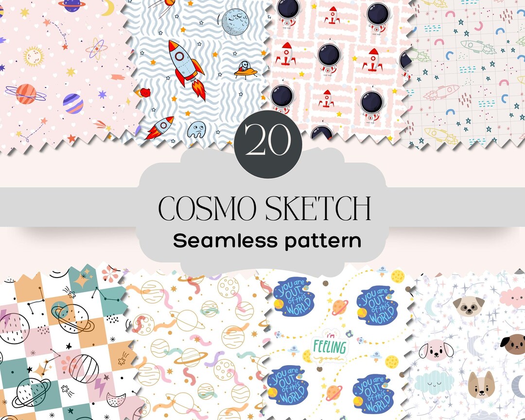 Cosmo Sketch – Hand-drawn Space Seamless Pattern Bundle | Cute Cosmic ...
