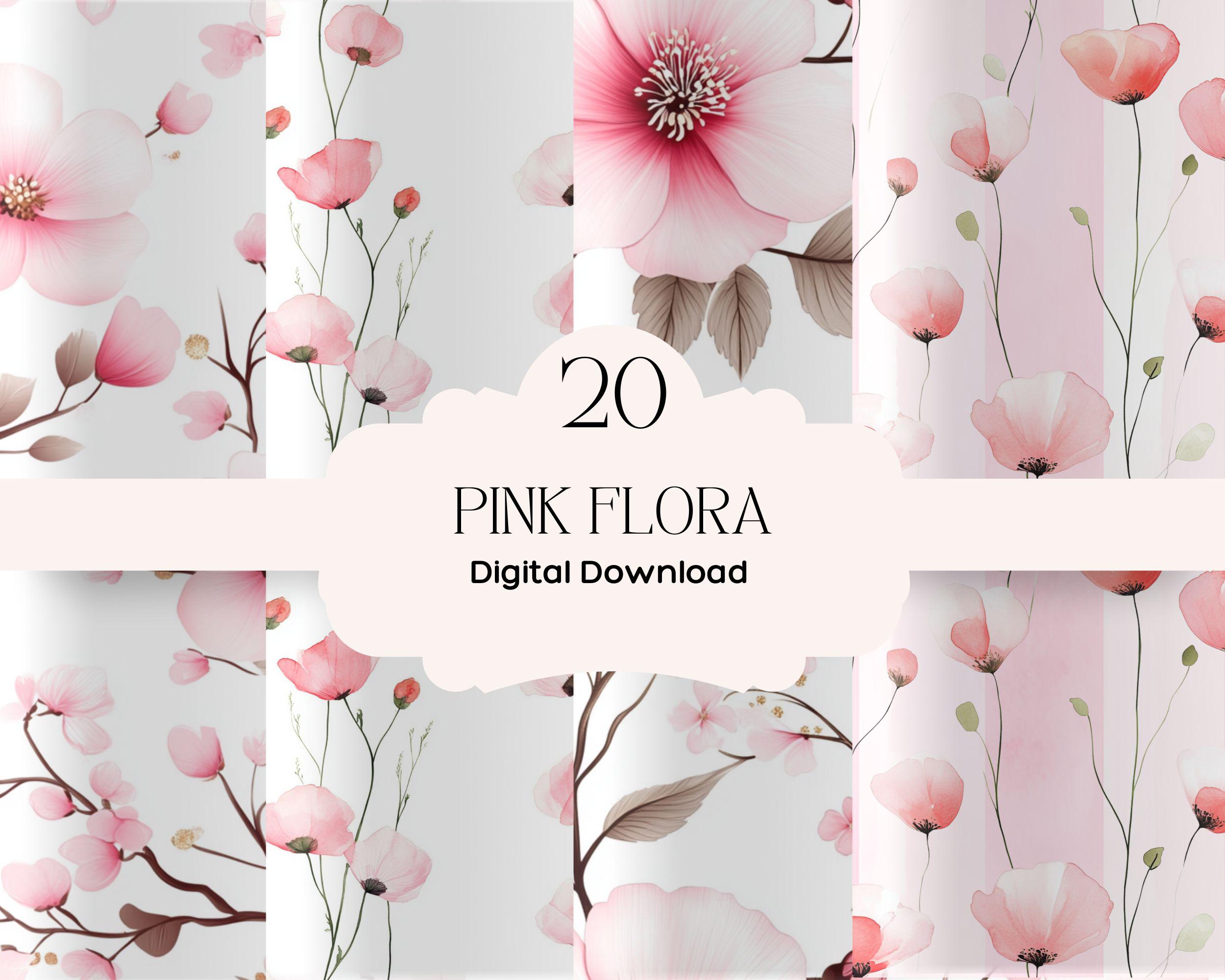 Pink Floral Digital Paper Pack | Digital Seamless Pattern Floral, Cute ...