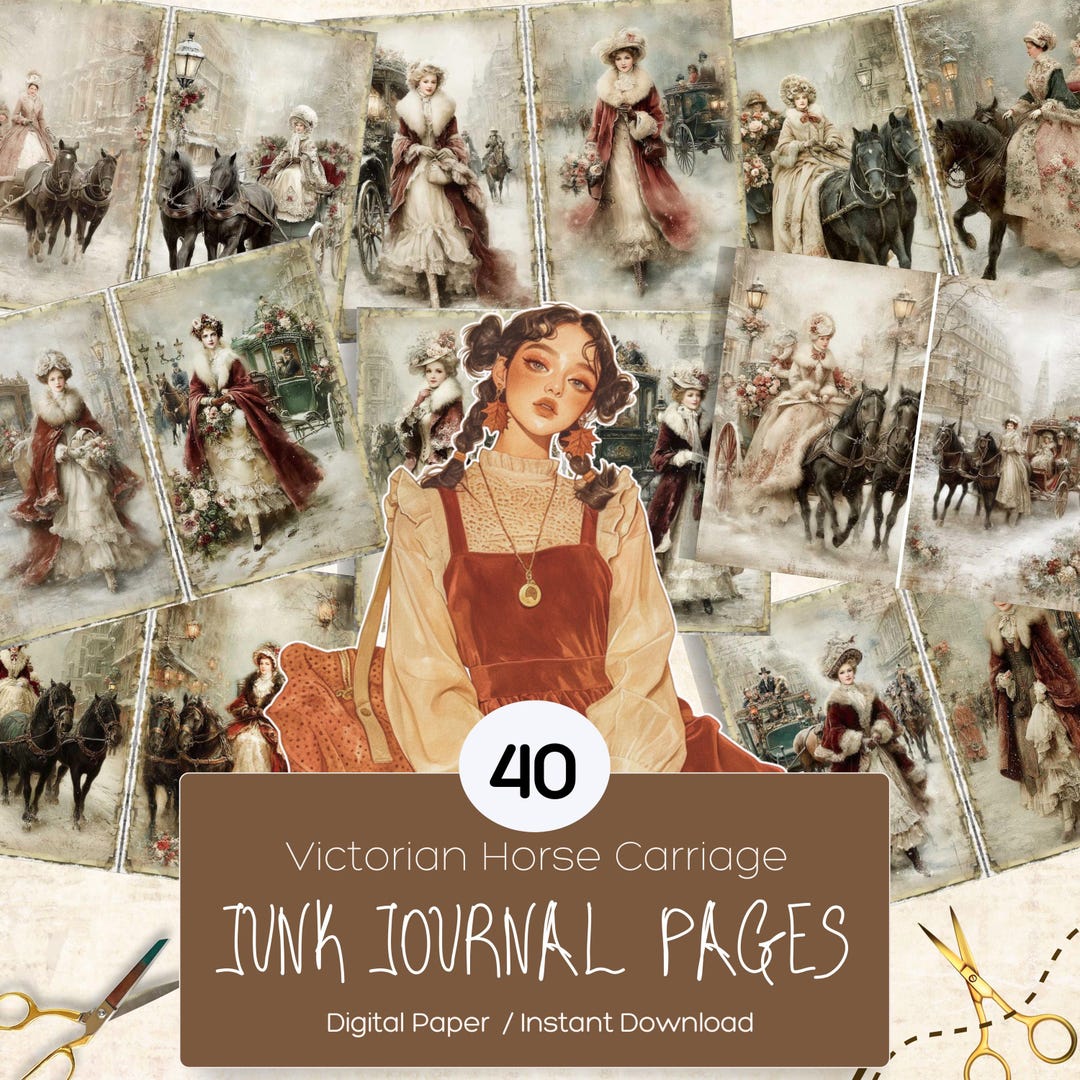 Victorian Horse Carriage Digital Journal Pages | Vintage Printable Junk ...