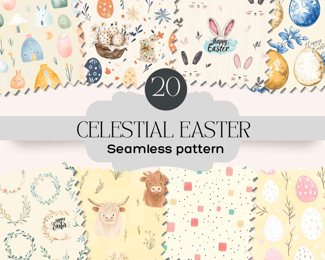 Celestial Easter Printable | Boho Easter, Pastel Easter Eggs & Bunny ...