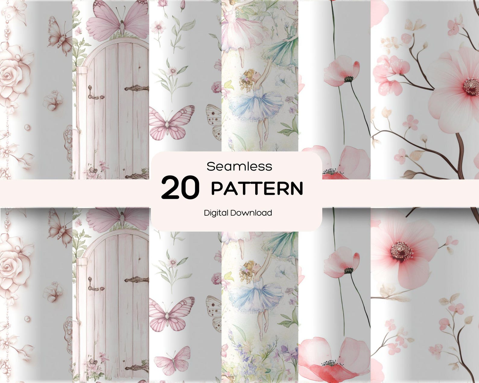 Pink Floral Digital Paper Pack | Digital Seamless Pattern Floral, Cute ...