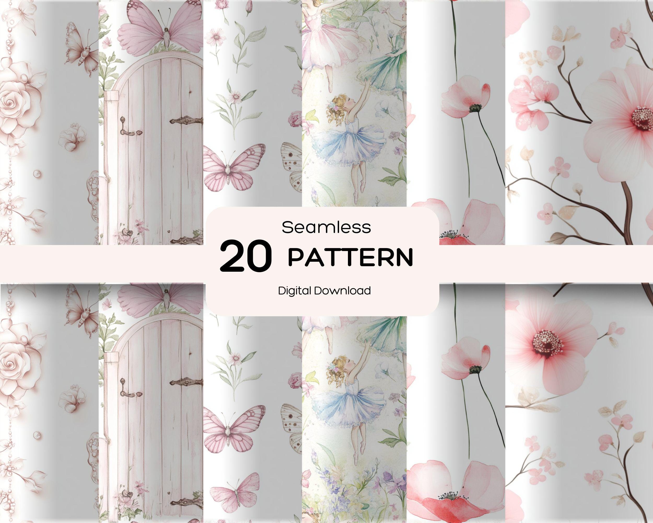Pink Floral Digital Paper Pack | Digital Seamless Pattern Floral, Cute ...
