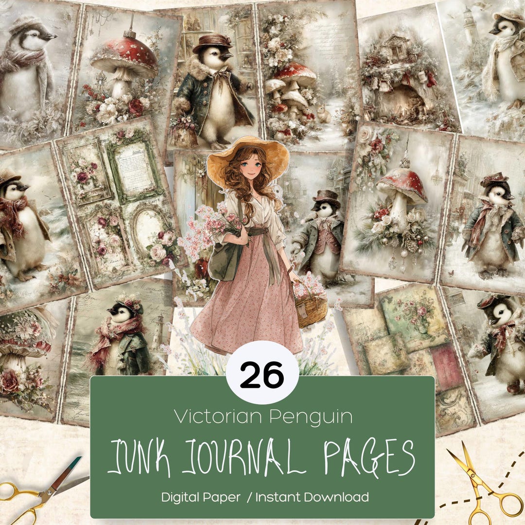 Victorian Penguin Stationery Printables – Vintage Winter Writing Paper ...