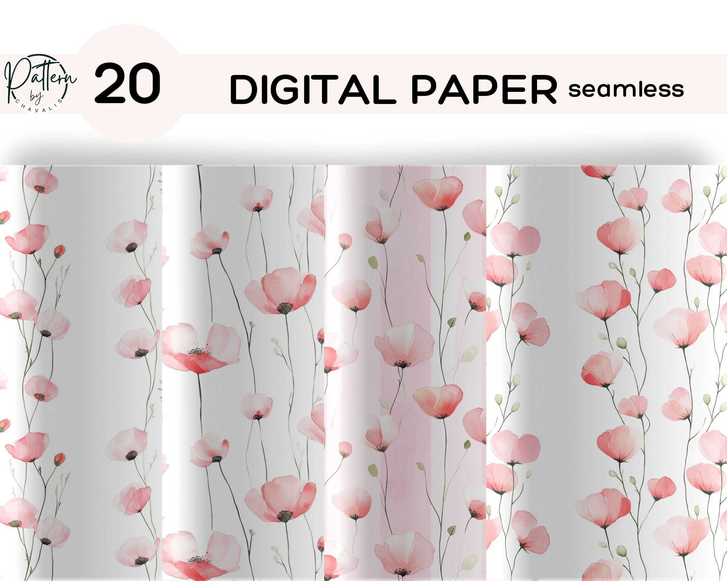 Pink Floral Digital Paper Pack | Digital Seamless Pattern Floral, Cute ...