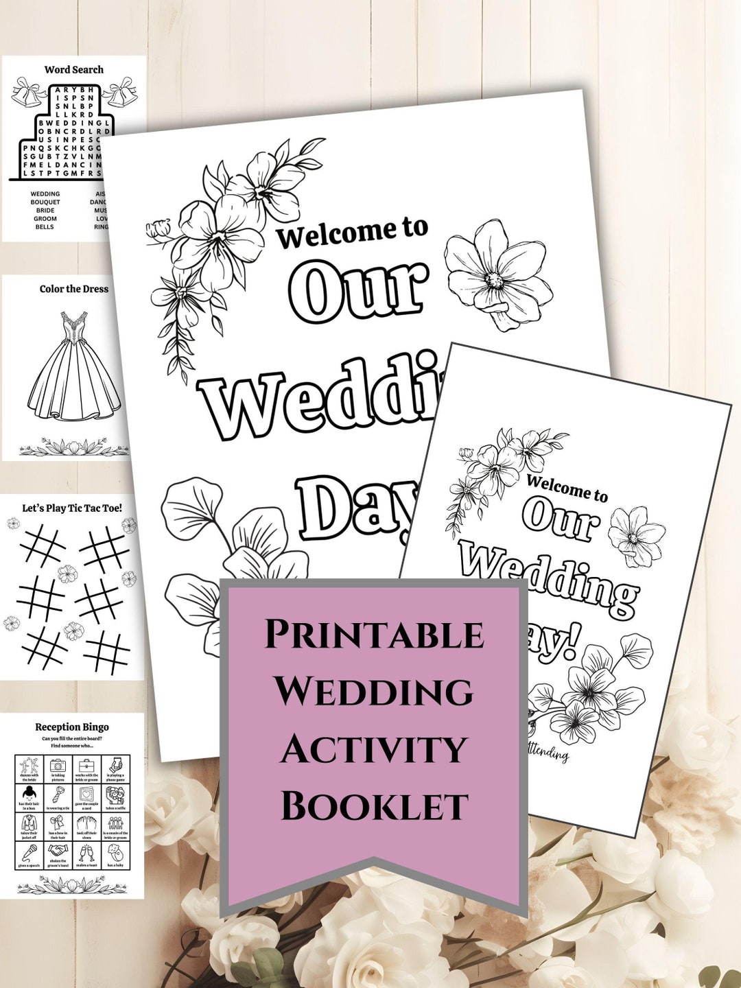 Wedding Activity Sheets Printable Wedding Booklet Kids Table Coloring ...