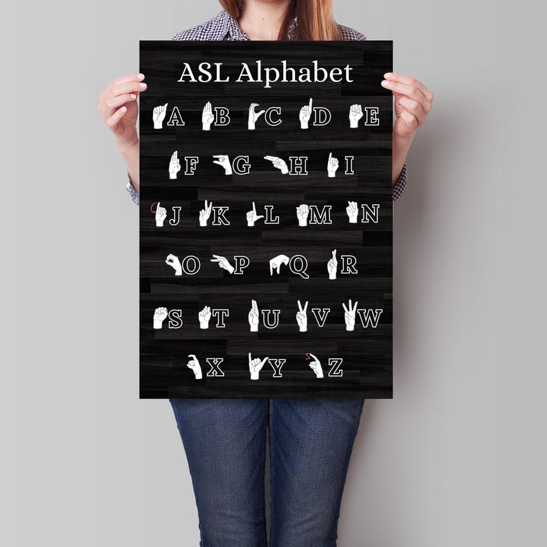 ASL Alphabet Poster Printable With American Sign Language ABC Wall Art ...