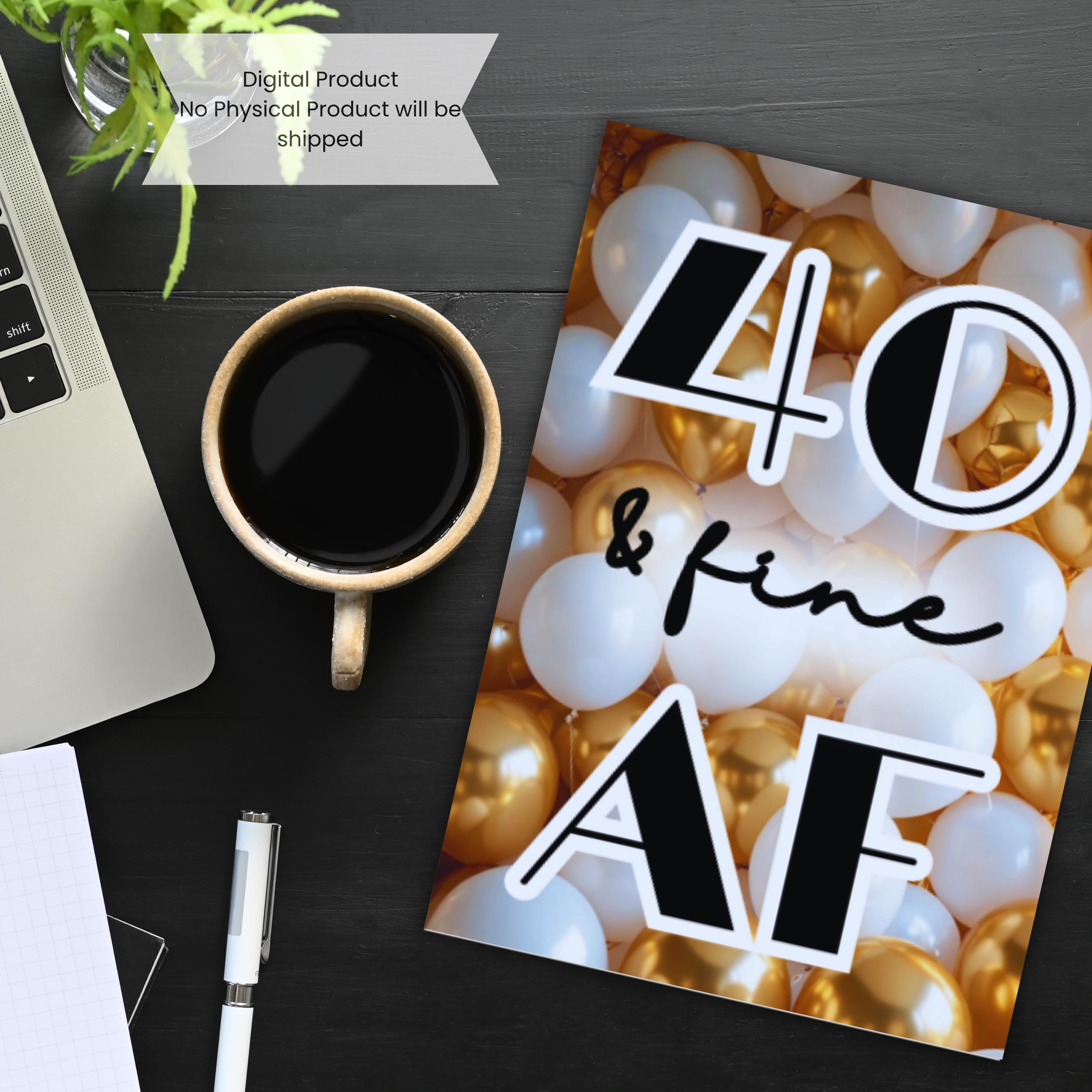 40th Birthday Card Printable - Modern Minimalist Design (digital ...