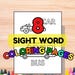 8 Sight Words Coloring Pages for Kindergarten - Etsy