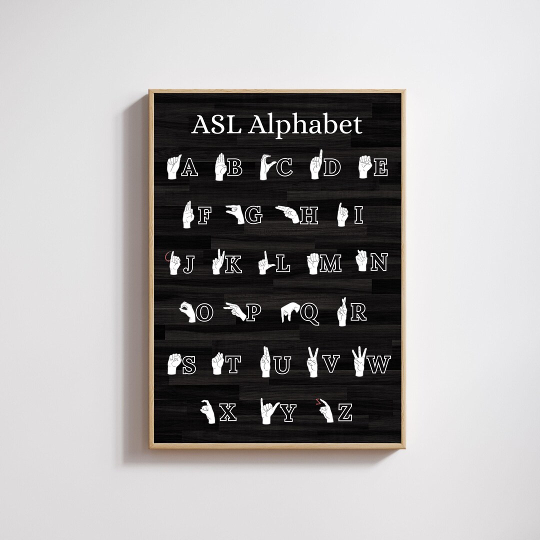 ASL Alphabet Poster Printable With American Sign Language ABC Wall Art ...