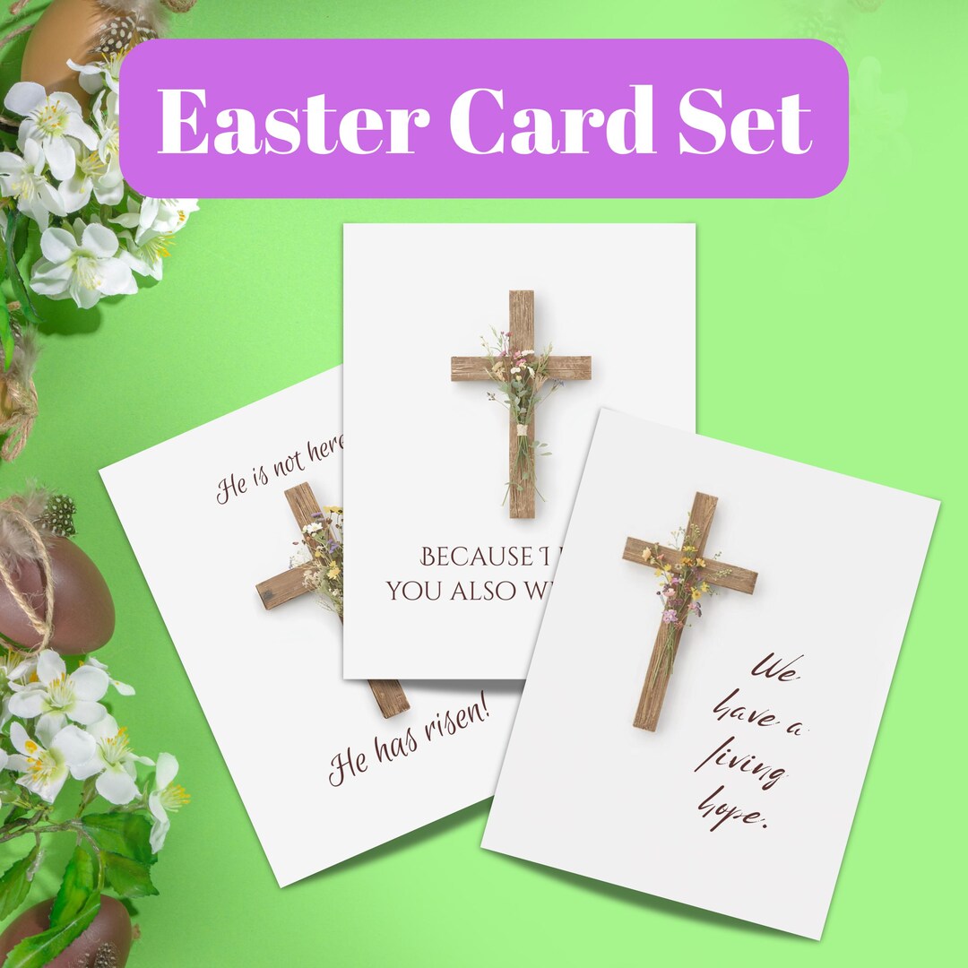 Easter Card Set: Wooden Cross Christian Easter - Etsy