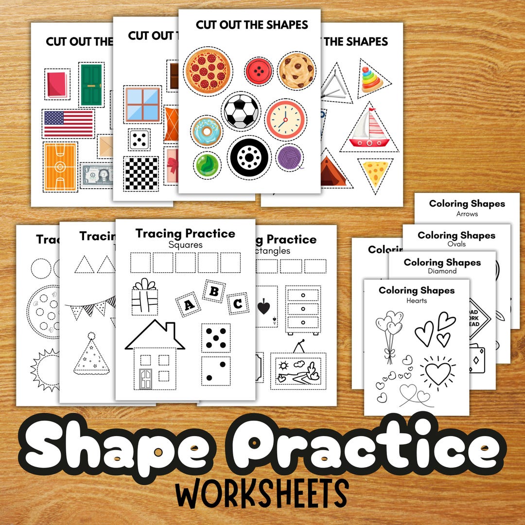 Shapes Practice Worksheets Printable for Preschool Cut and Paste Shape ...