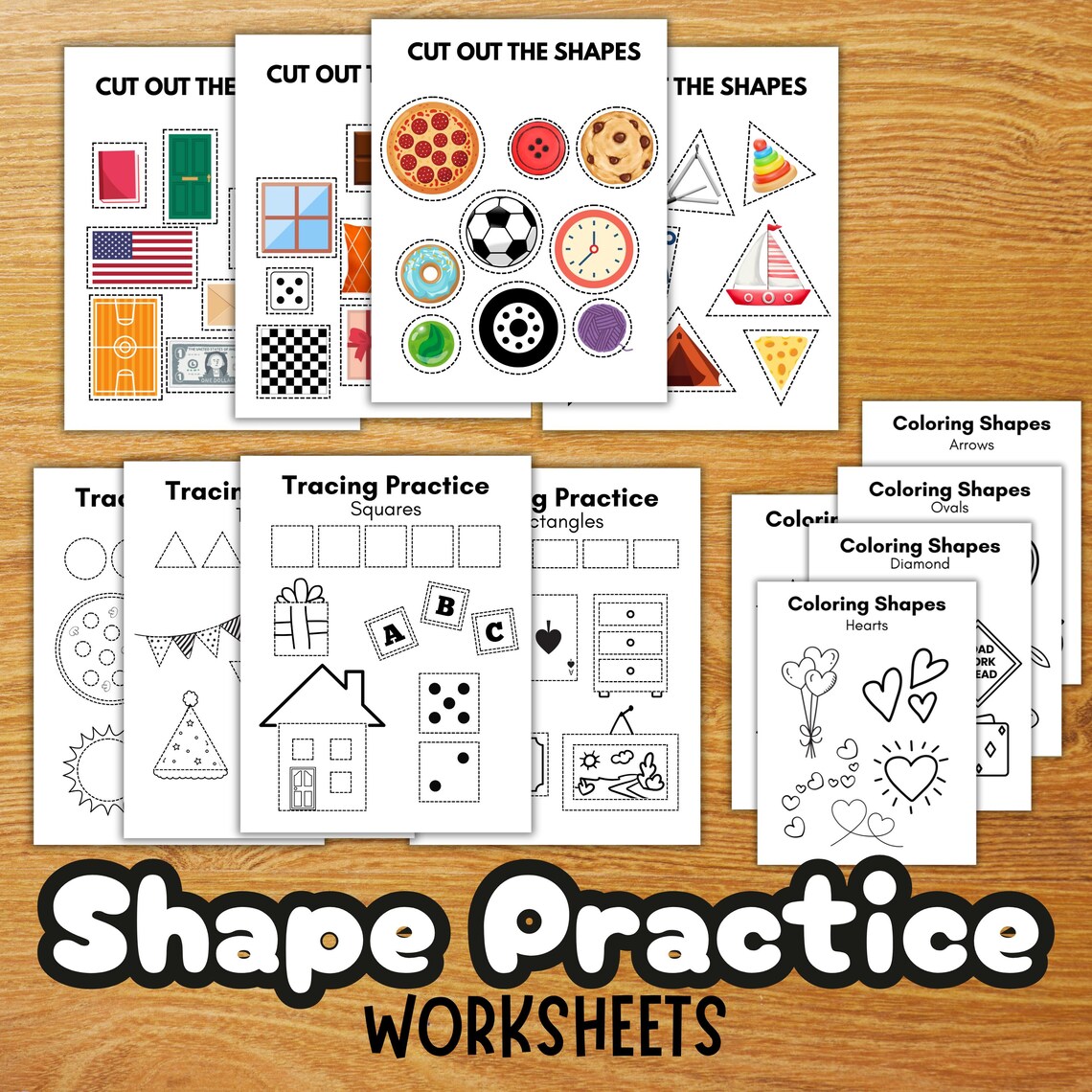 Shapes Practice Worksheets Printable for Preschool Cut and Paste Shape ...