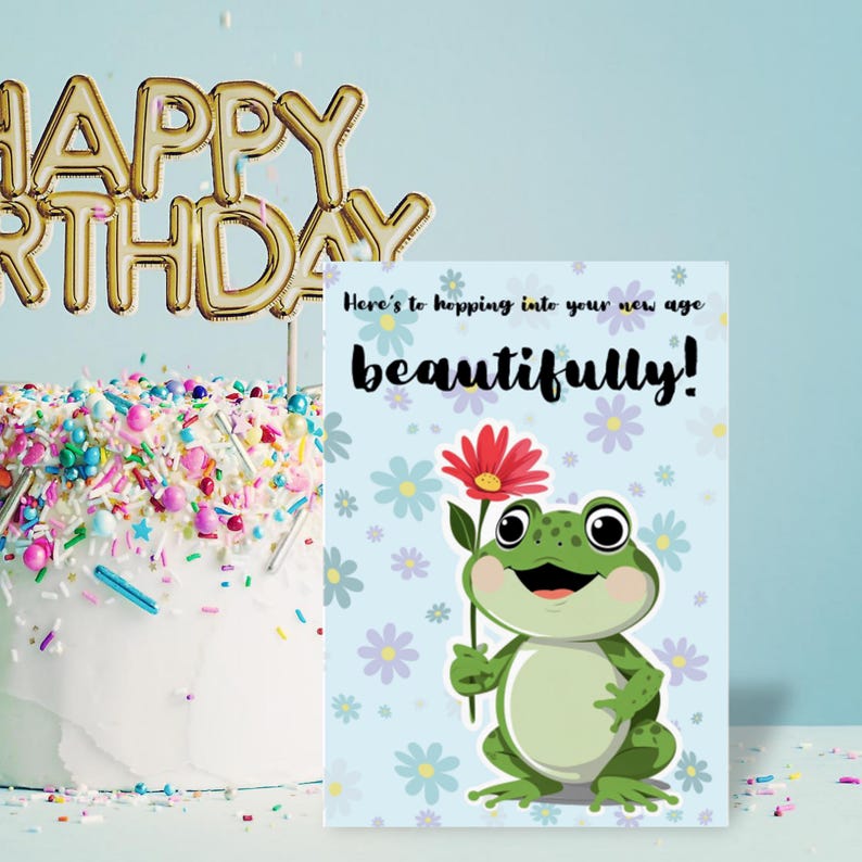 Cute Frog Birthday Card Printable Card Instant Digital Download Card ...