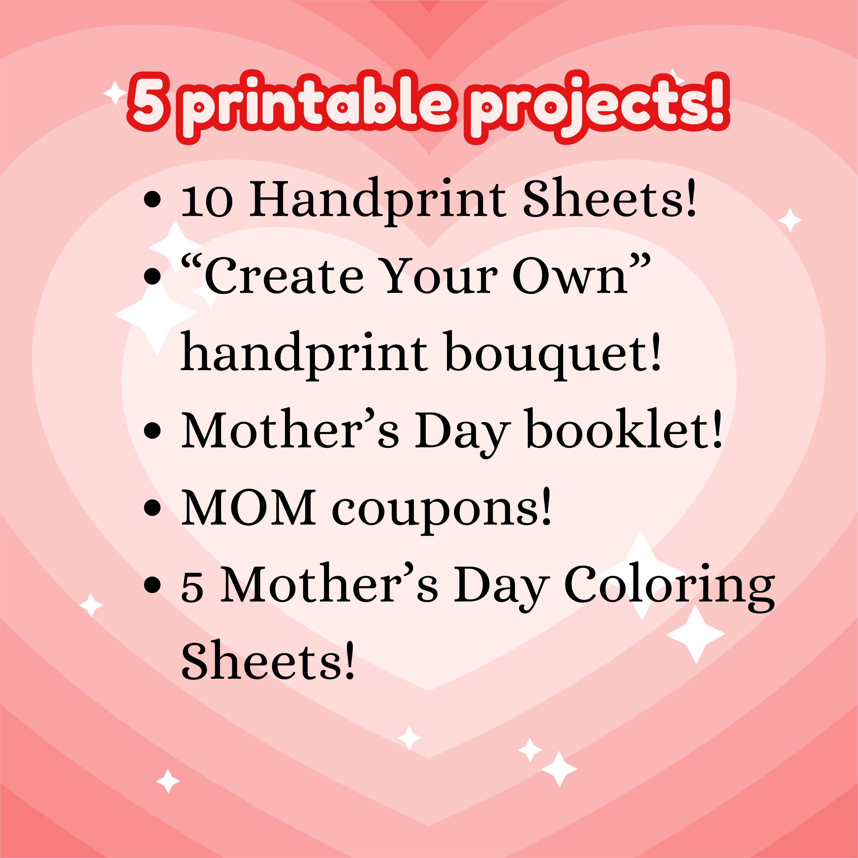 Printable Mothers Day Handprint Gift Bundle With Mom Coupons and ...