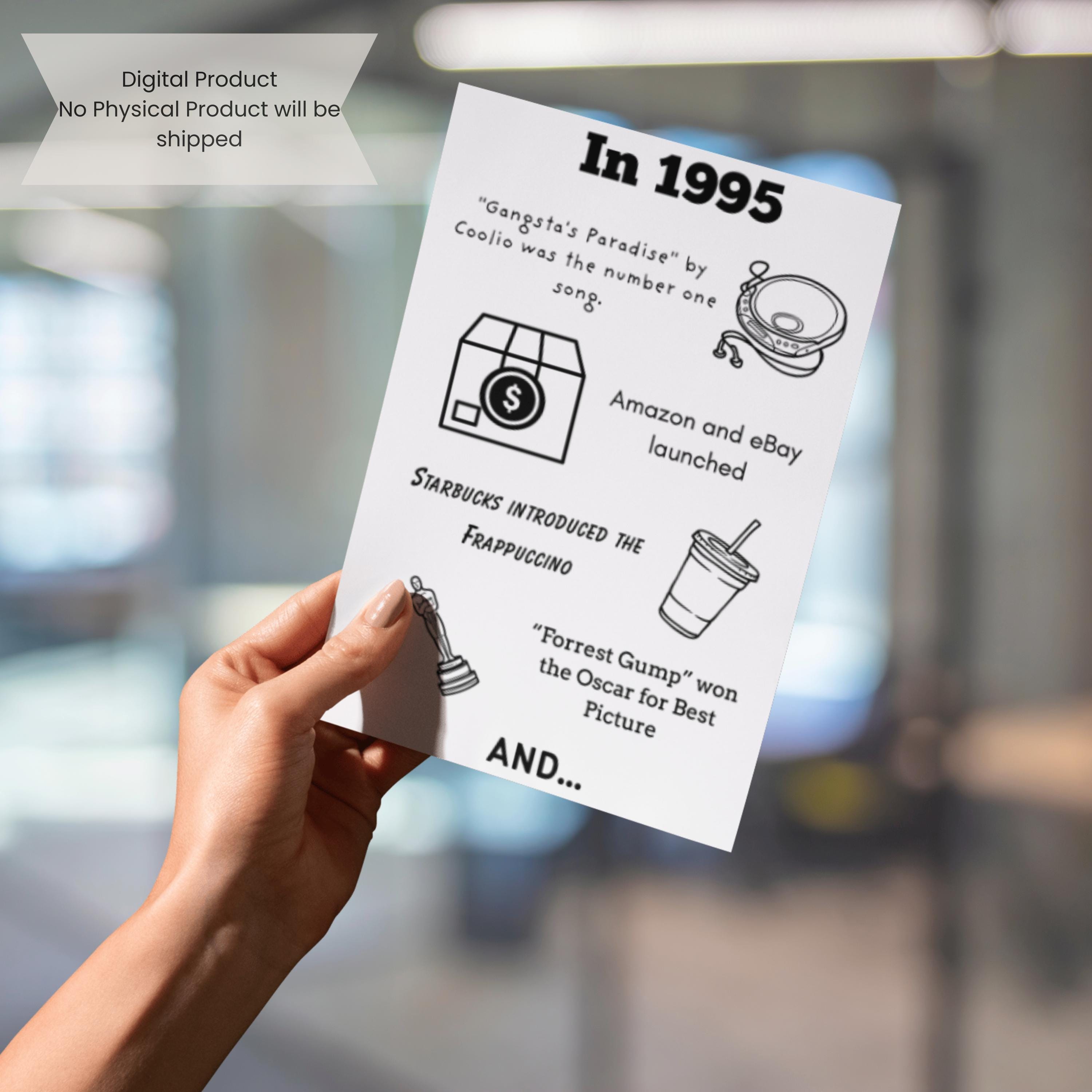 Birthday Card 30th 1995 Printable Birthday Card Digital Download for ...