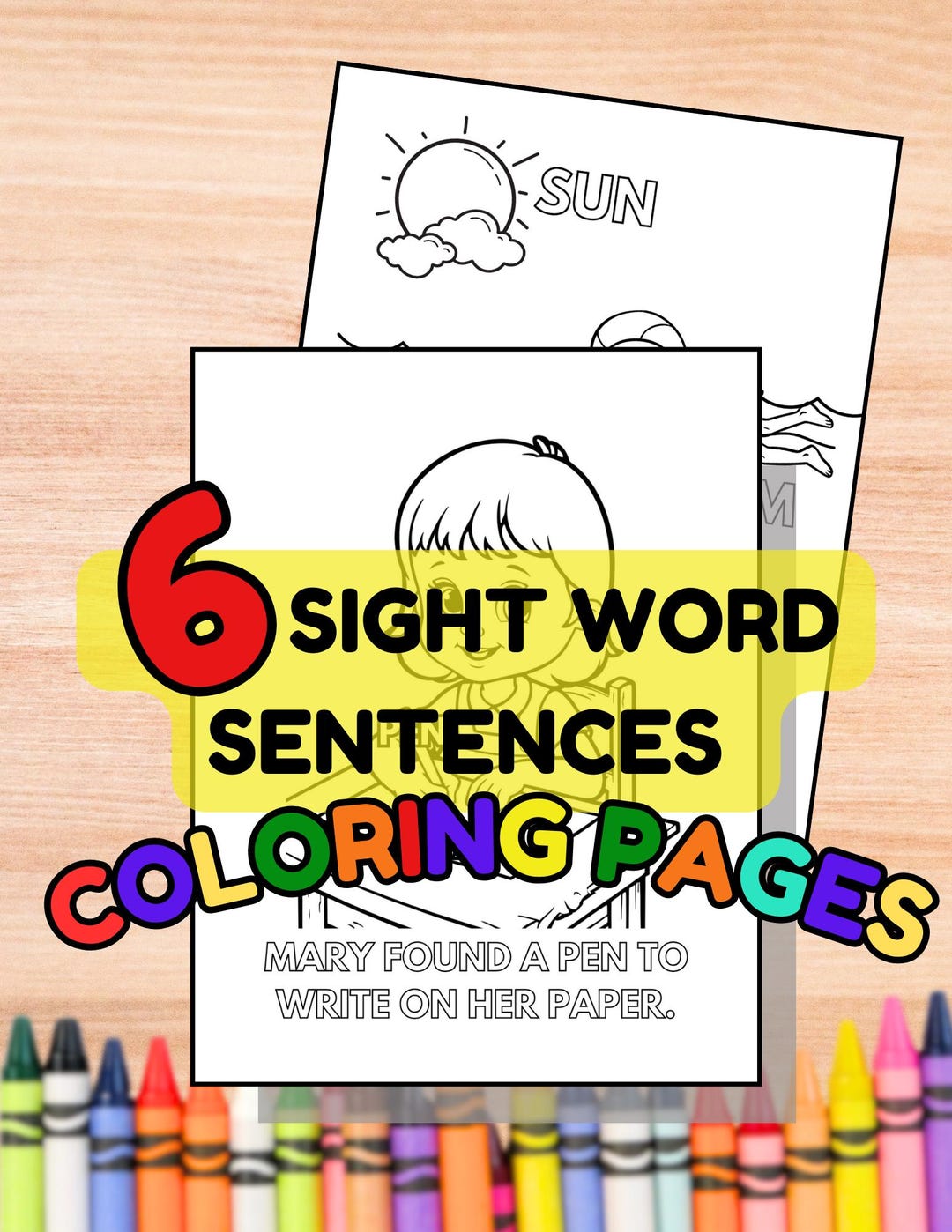 6 Sight Words Sentences Coloring Pages Set 2 - Etsy