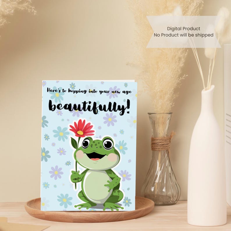 Cute Frog Birthday Card Printable Card Instant Digital Download Card ...