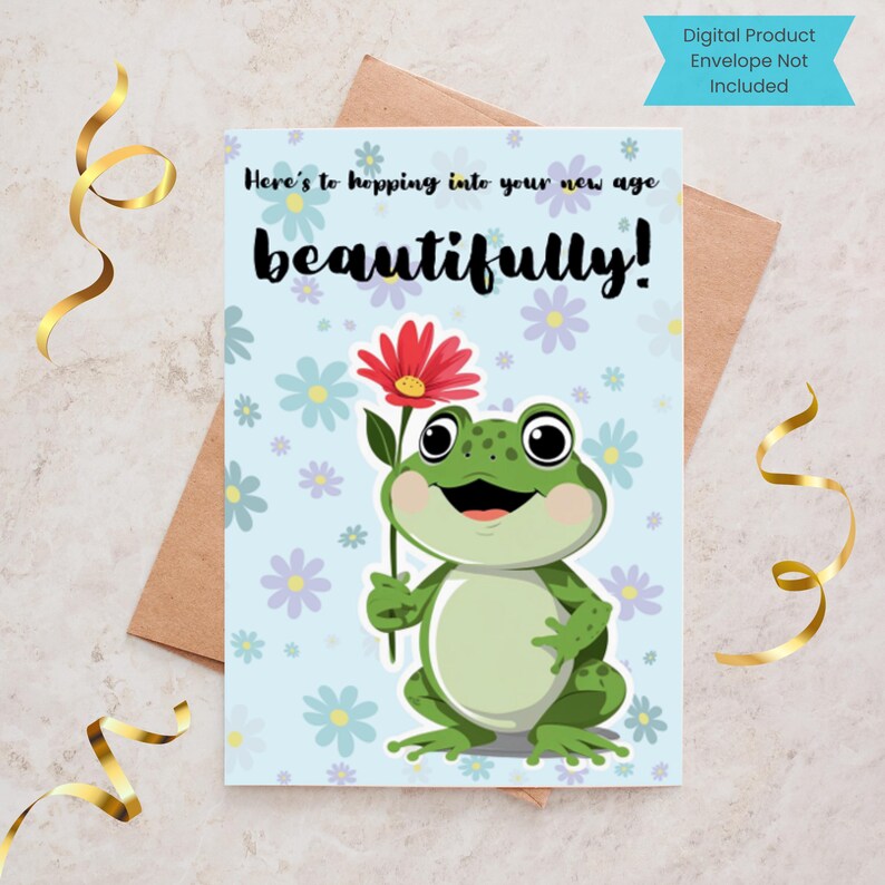 Cute Frog Birthday Card Printable Card Instant Digital Download Card ...