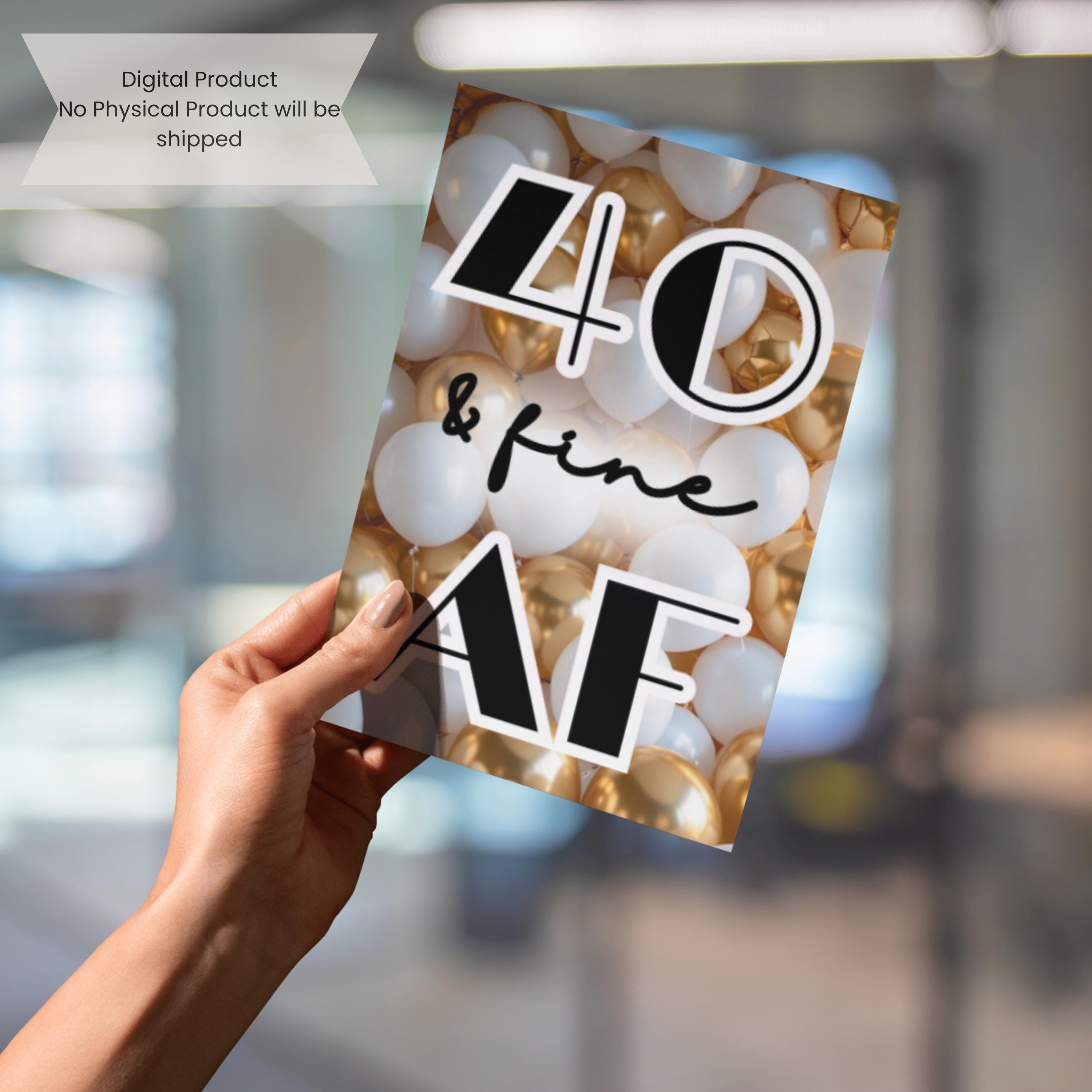40th Birthday Card Printable - Modern Minimalist Design (digital ...