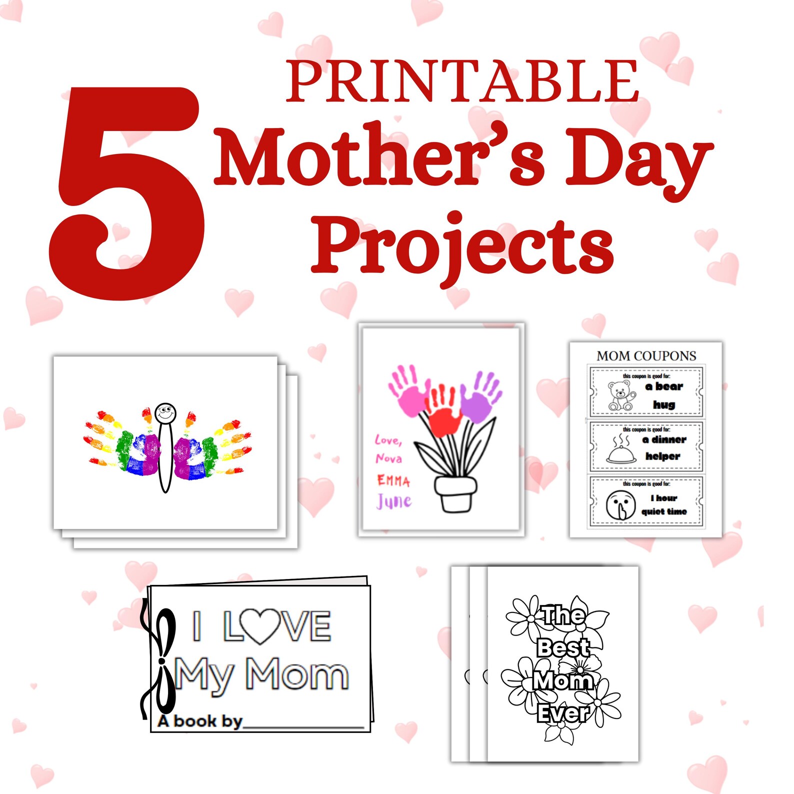 Printable Mothers Day Handprint Gift Bundle With Mom Coupons and ...