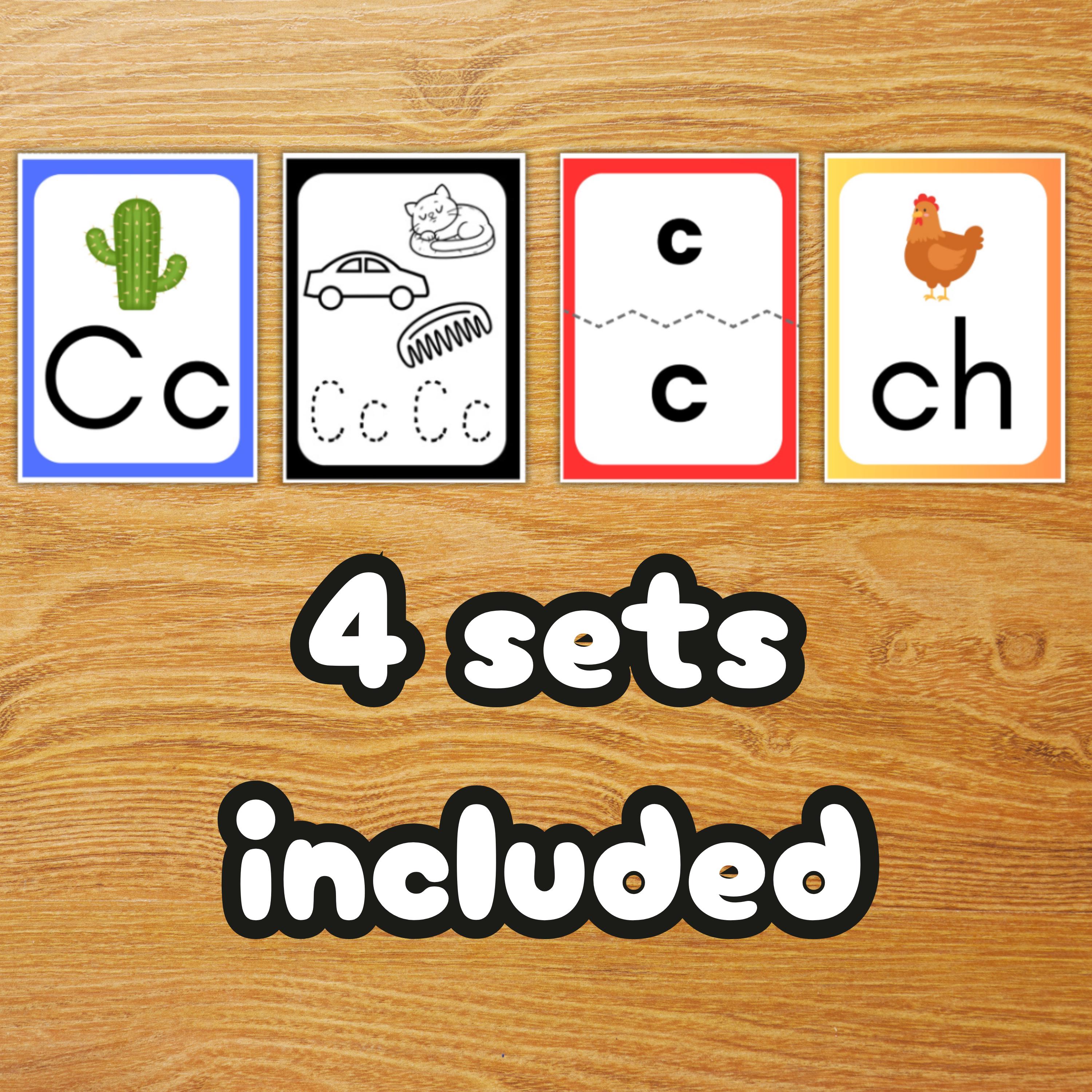 Alphabet Flash Cards ABC Phonics Practice Printable Cards for Toddler ...