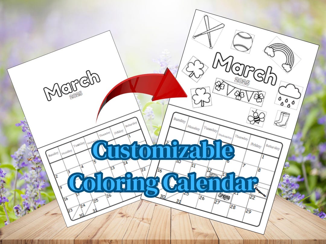 Printable Coloring Calendar for Kids - Etsy