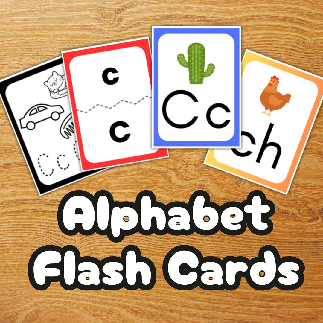 ABC Flash Cards: Phonics Practice, Tracing & Coloring (digital Download ...