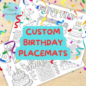 Custom Birthday Coloring Placemat: Editable Party Activity (digital ...