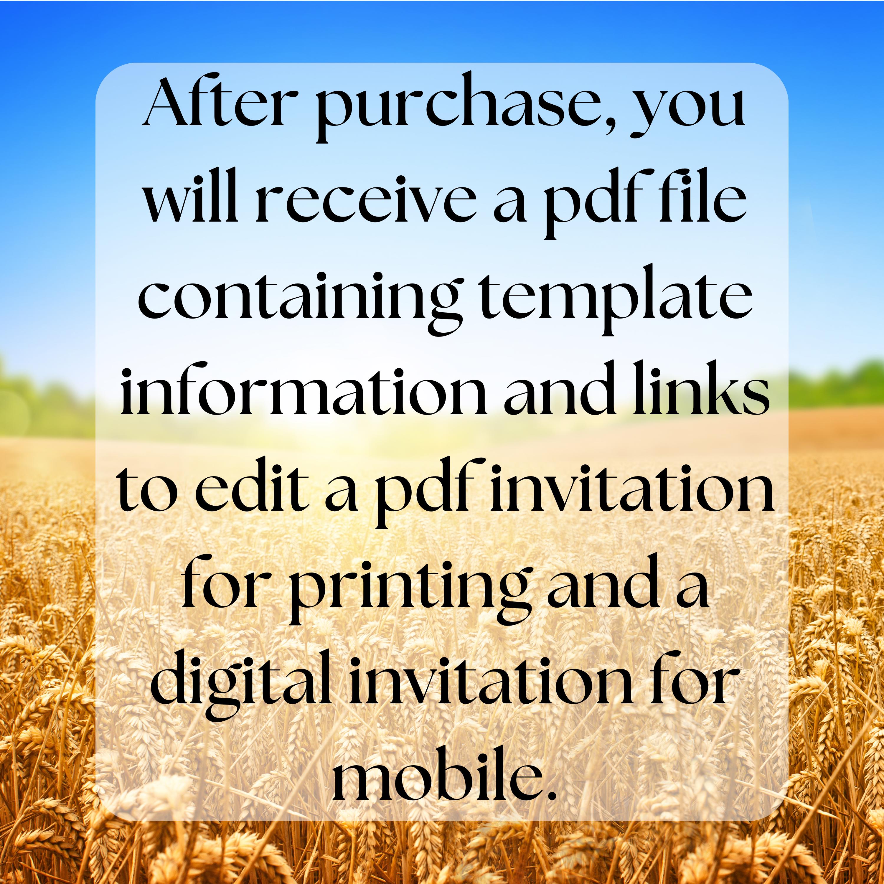 Editable Baptism Invitation Template Floral Field Sunshine Printable ...