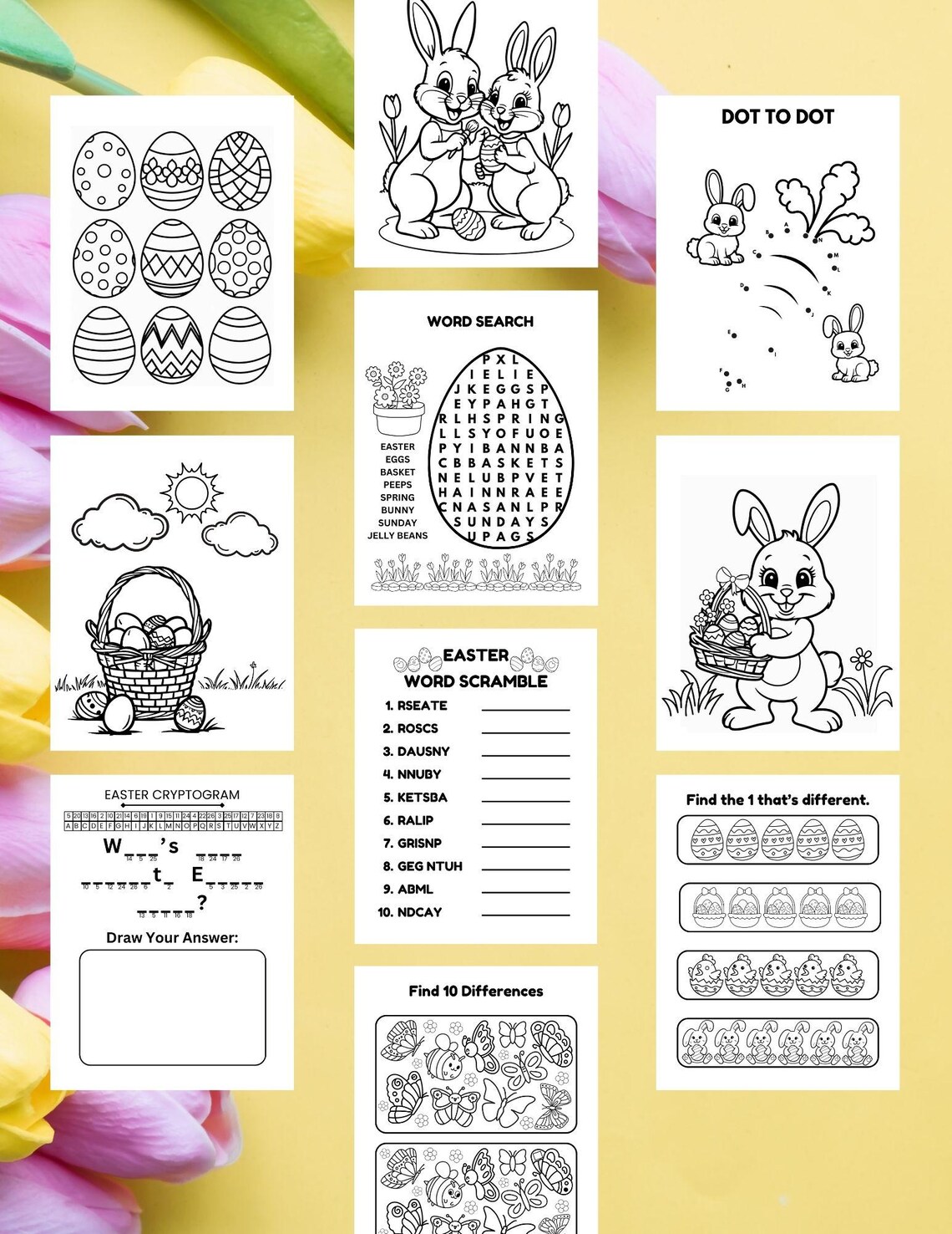 Printable Easter Activity Worksheets With Coloring Pages of Easter Eggs ...