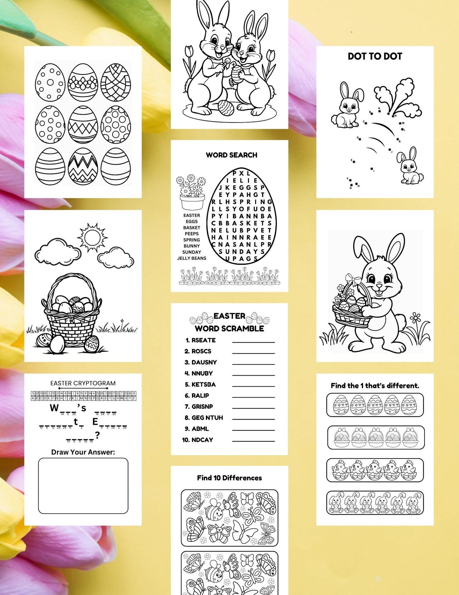 Printable Easter Activity Worksheets With Coloring Pages of Easter Eggs ...