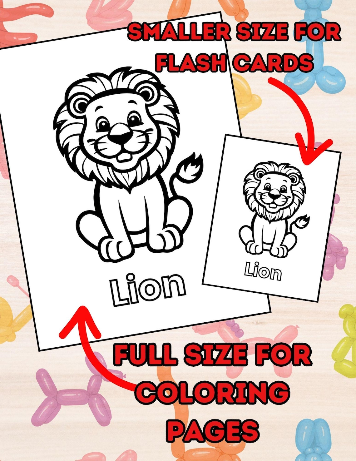 Animal Names Coloring Pages: Educational Flash Cards (PDF & JPG Digital ...