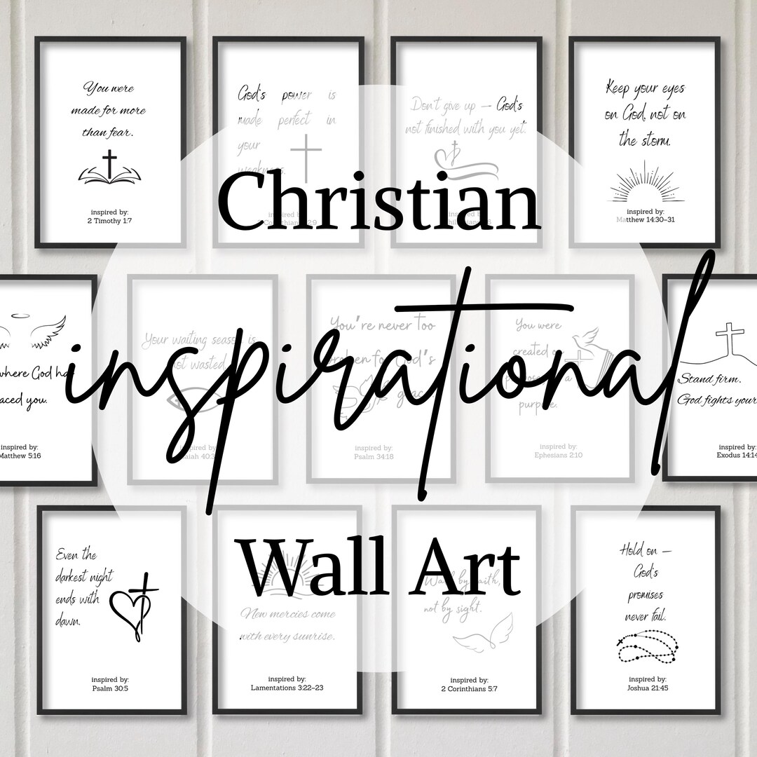 Christian Inspirational Quotes Wall Art Bundle: Bible Verse Print ...