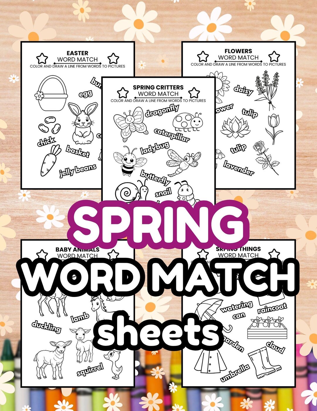 Spring Worksheets Word Match Spring and Easter Coloring Pages Printable ...