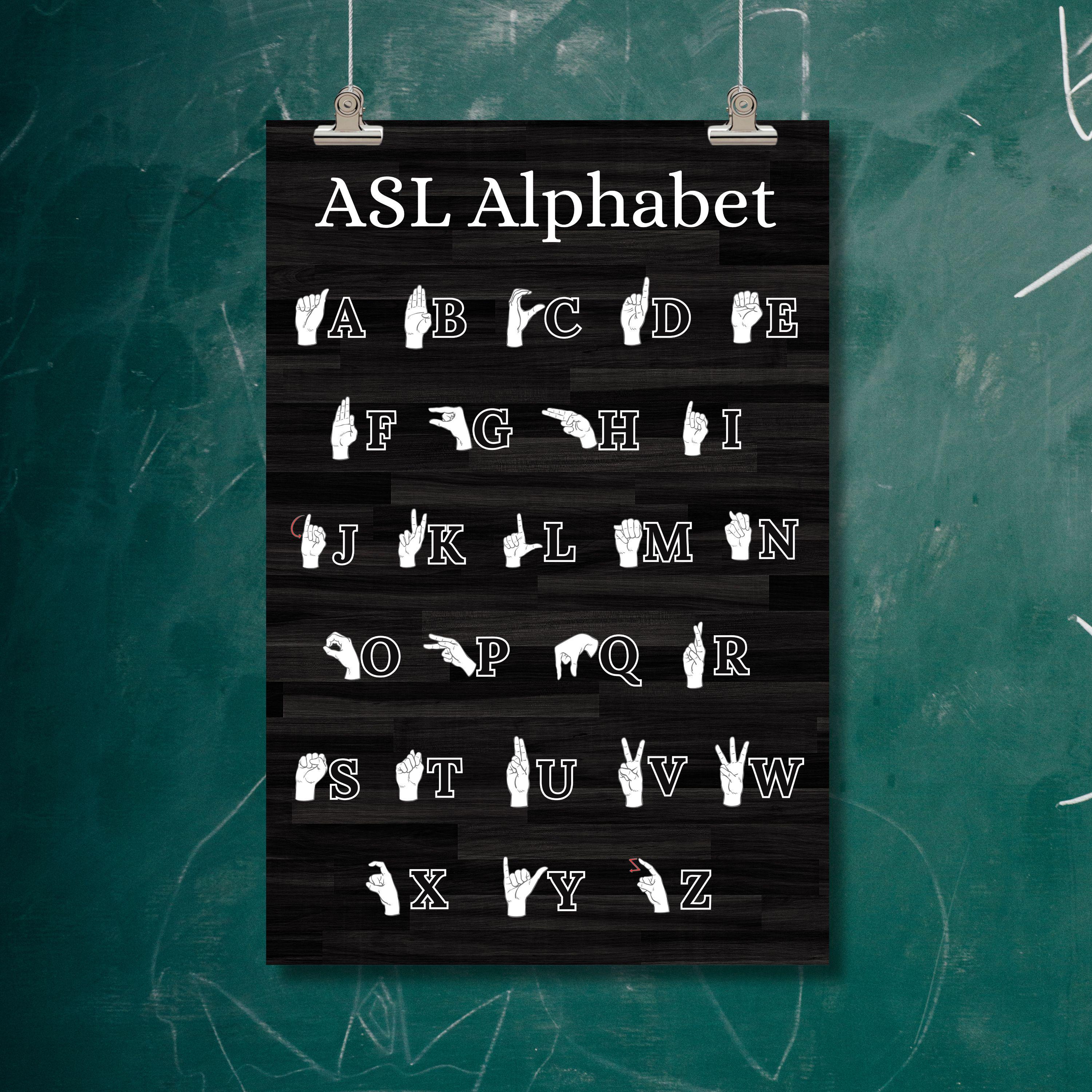 ASL Alphabet Poster Printable With American Sign Language ABC Wall Art ...