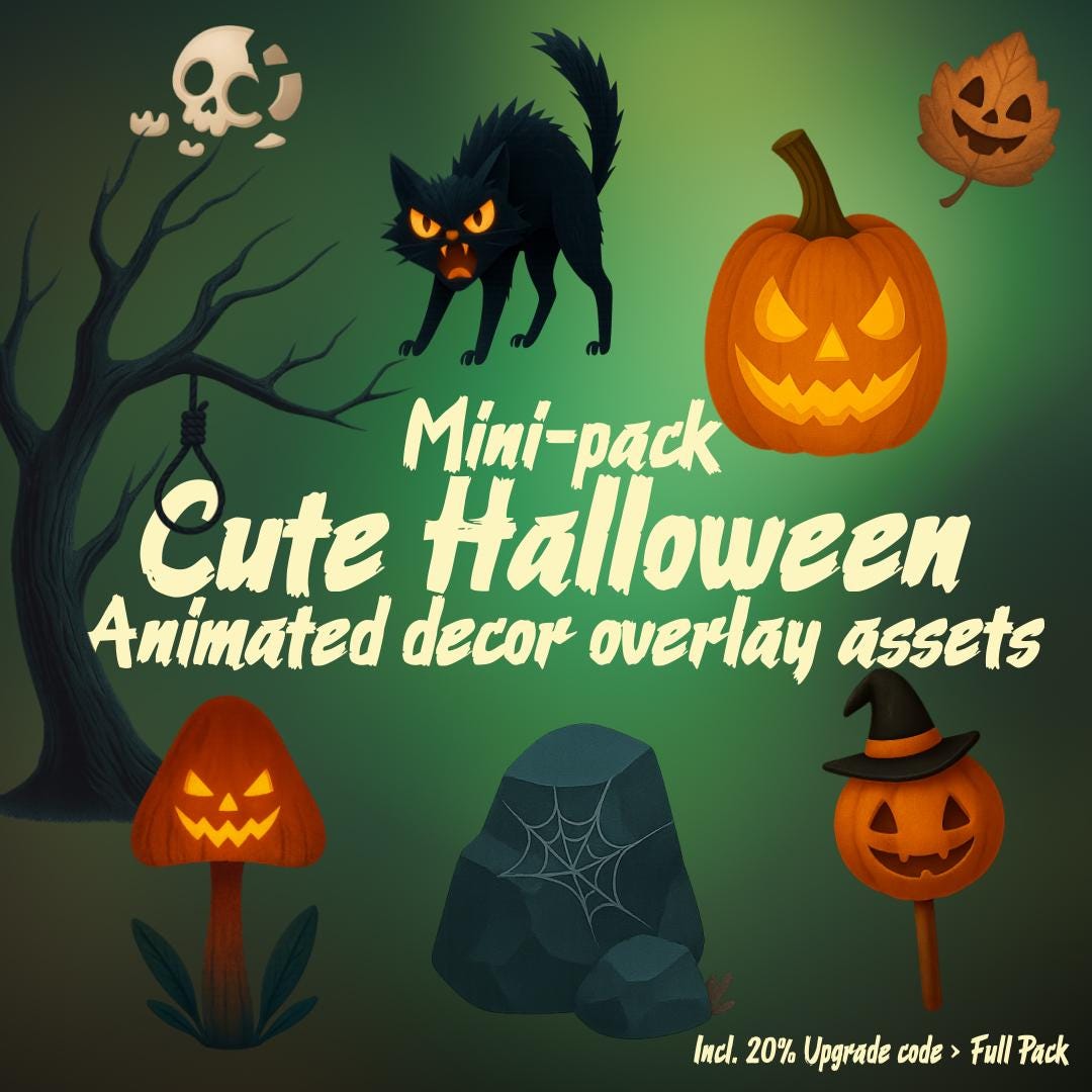 OBS Halloween Stream Assets | Vtuber Overlay Animation | Spooky Twitch ...