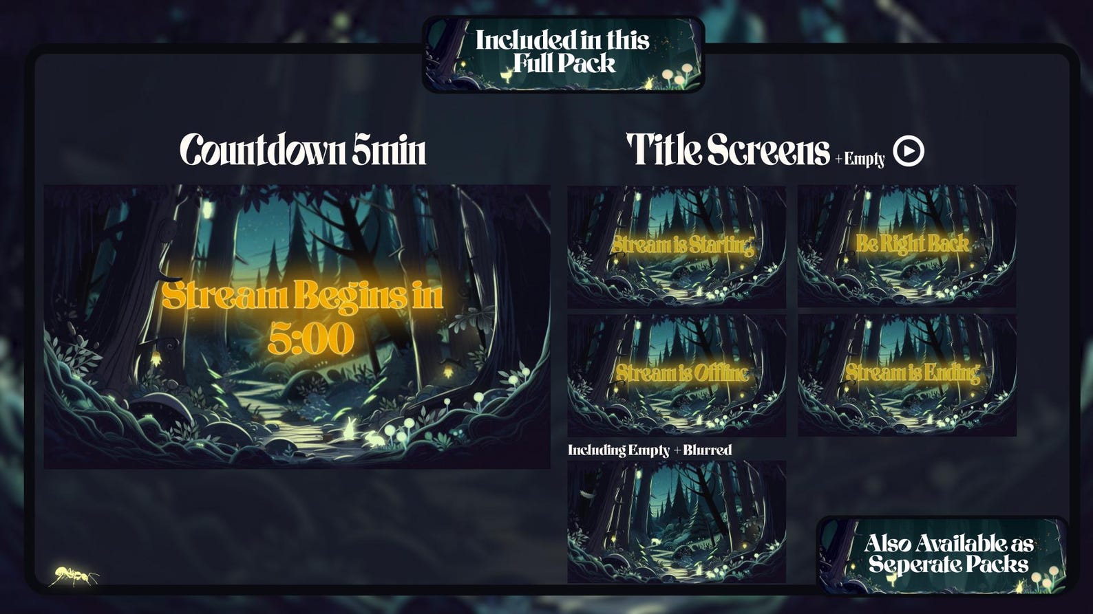 Enchanted Forest Twitch Overlay Pack | Magical Glowing Animals Night ...
