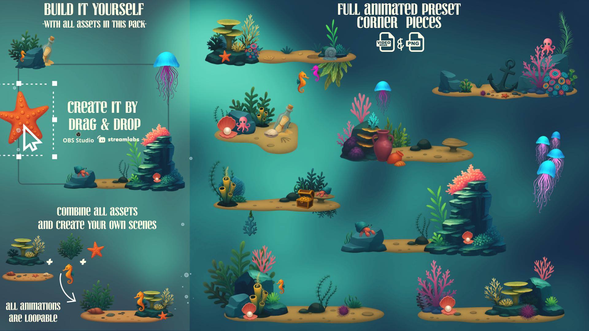 Aquatic Fantasy Stream Package, Animated Ocean Reef Vtuber Assets for ...