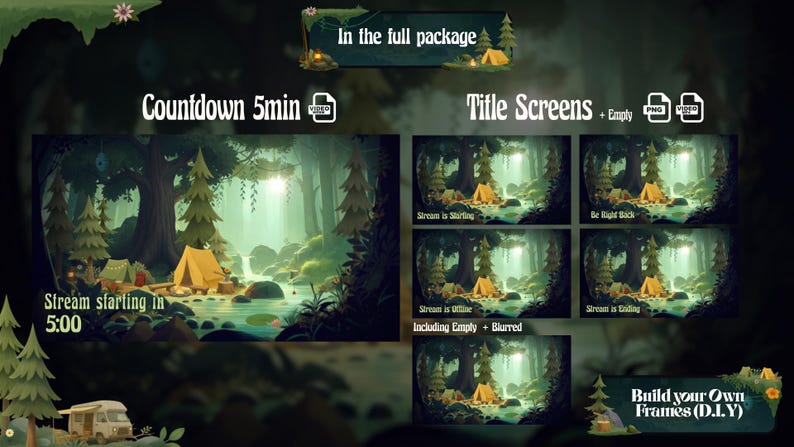 Wilderness Nature Twitch Overlay Pack | Animated Camping Stream Package ...