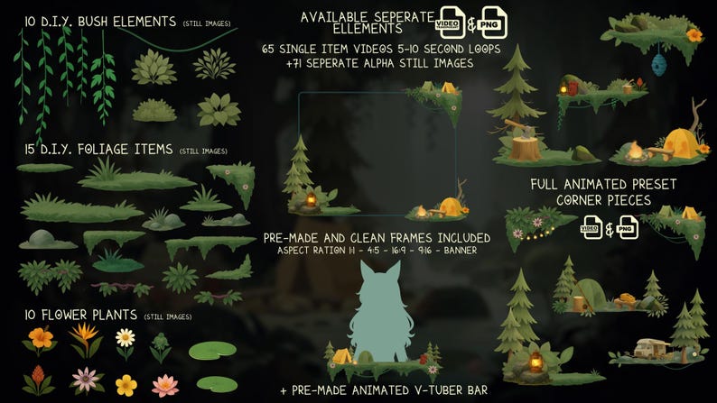 Enchanted Forest Twitch Overlay Animated Stream Package Cozy Green ...