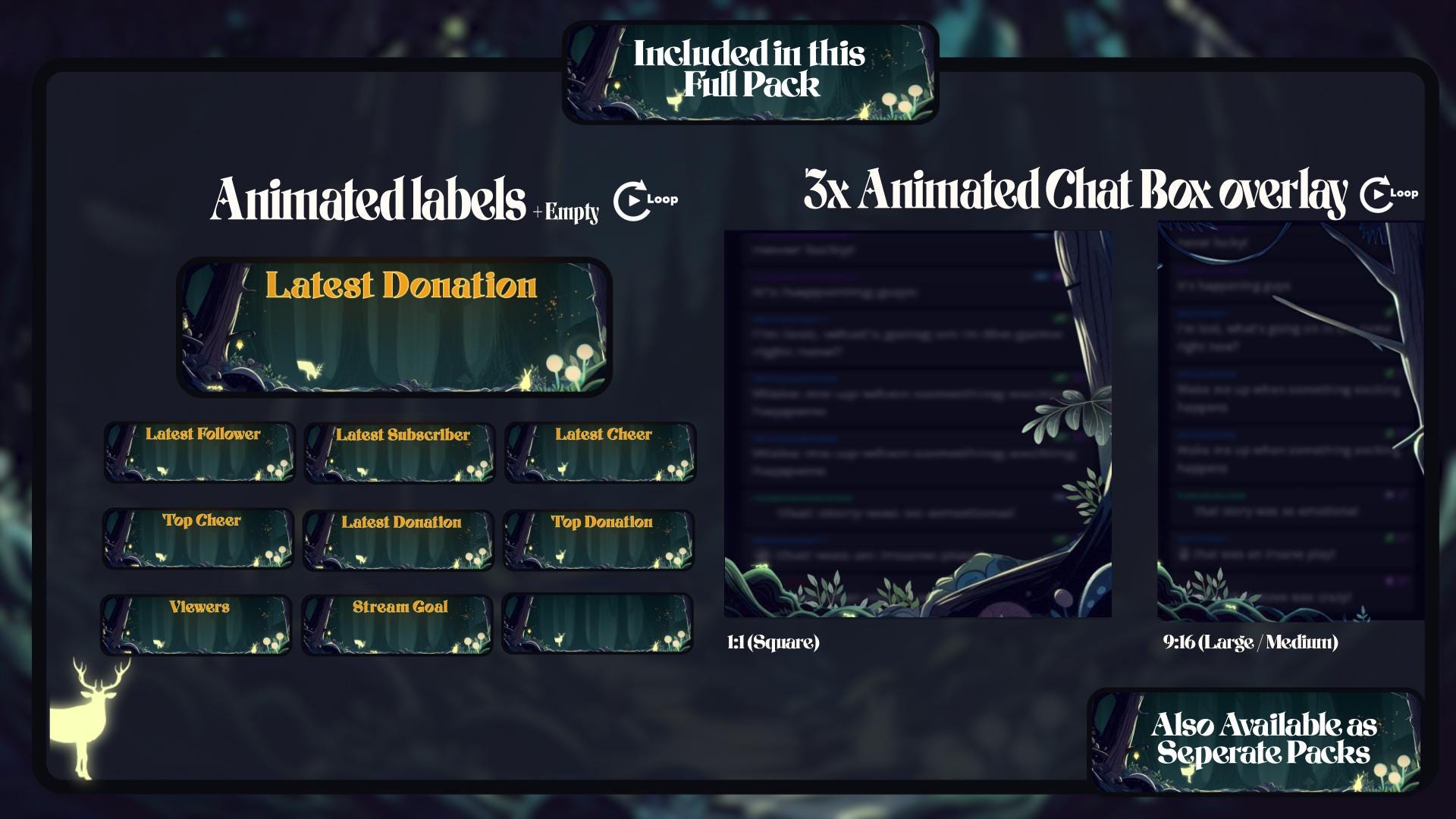 Enchanted Forest Twitch Overlay Pack | Magical Glowing Animals Night ...